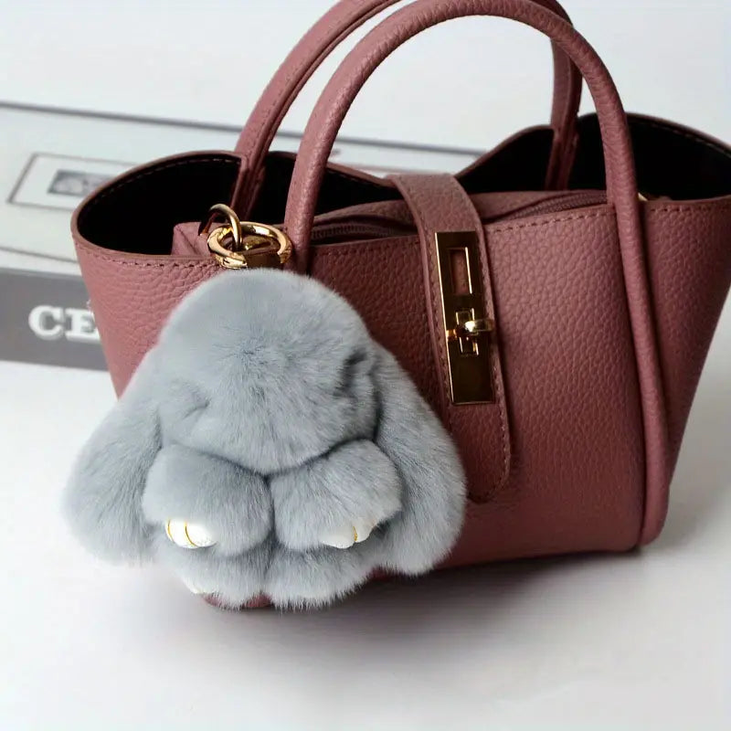 Faux Fur Rabbit Keychain Pendant Fluffy 15cm ---Grey – Bio Herb NZ